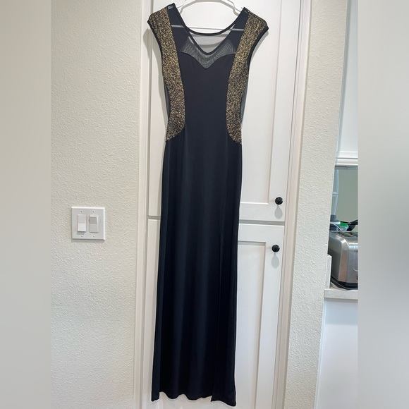 cameo | Dresses | Cameo Womens Maxi Dress Contour Long Black Gold ...